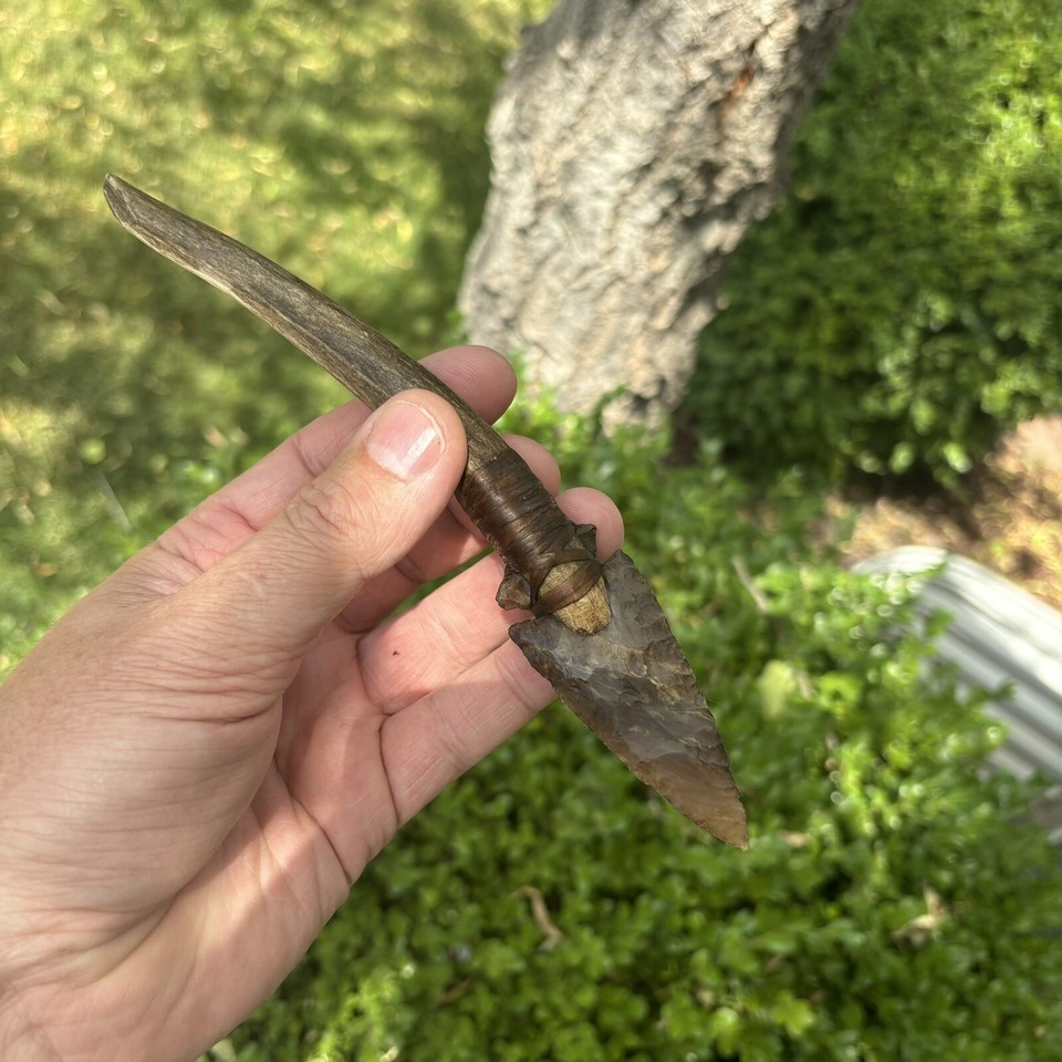 Arrow Head Antler Knife Flint Knapping Wrapped Native American Mule ...