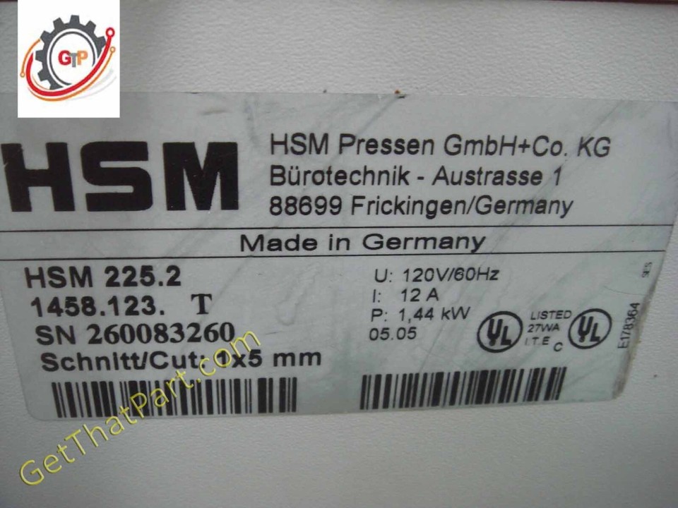 HSM 225.2 Microcut 2HP Audit Security German Industrial Paper Shredder ...