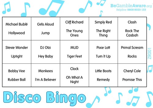 Fun Music Game Disco Bingo - Blue Party Theme 50 Tickets | eBay UK