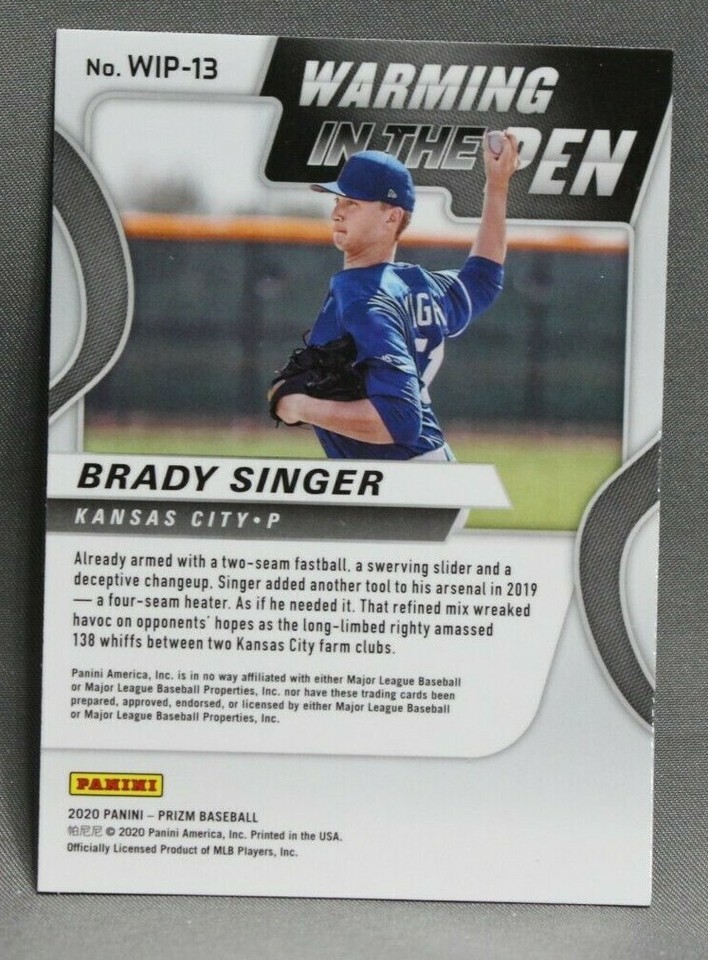2020 Panini Prizm Warming in the Pen Brady Singer Baseball Card #WIP-13 ...