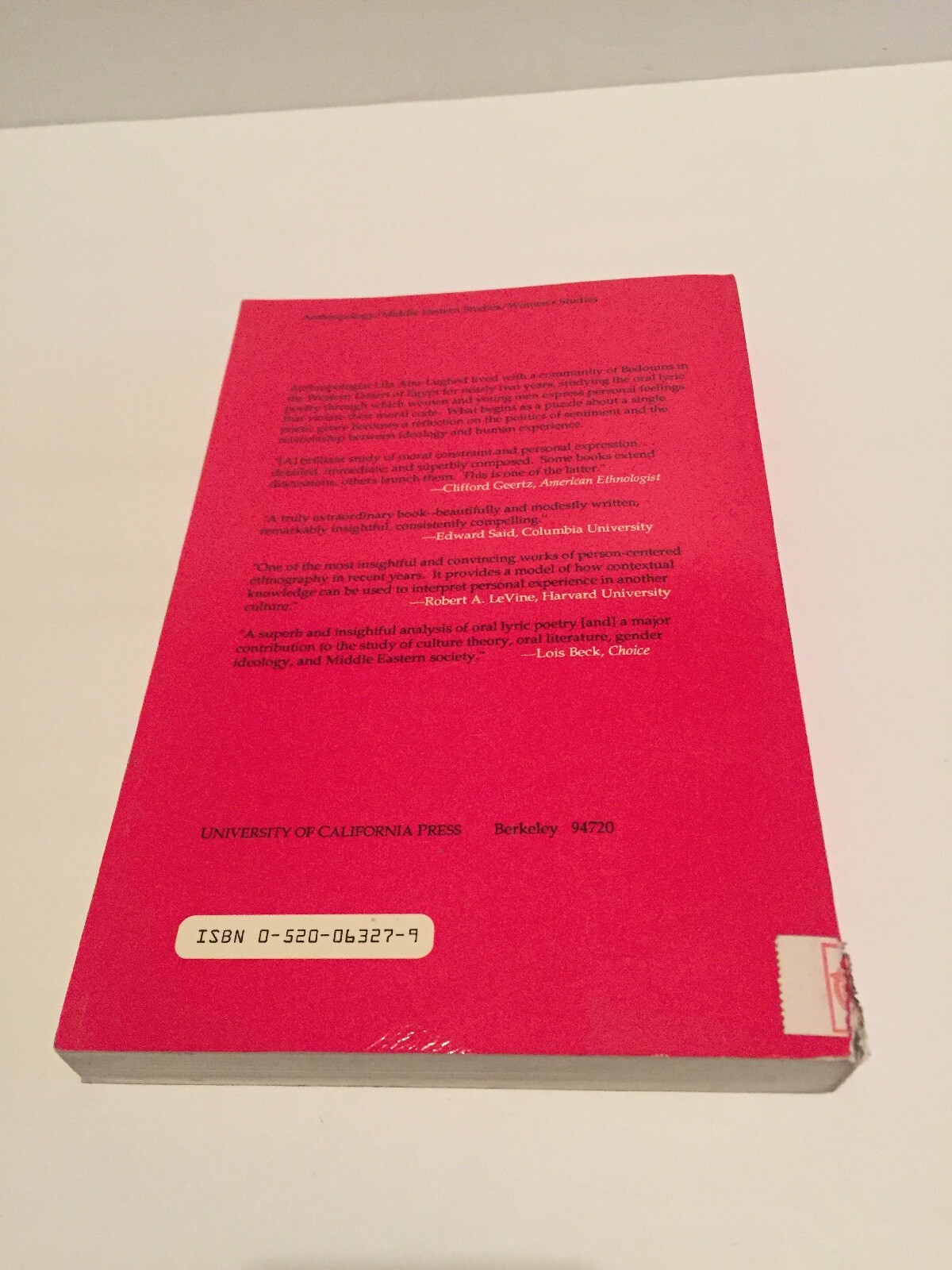 Veiled Sentiments: Honor and Poetry in a Bedouin Society Abu-Lughod ...