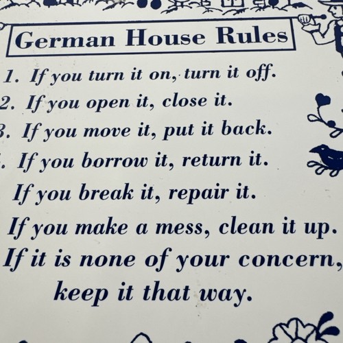 Vtg Estate 1980s German House Rules Ceramic Tile 6" Square | eBay