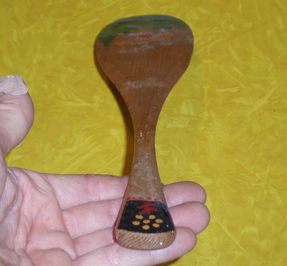 VINTAGE ANTIQUE NATIVE AMERICAN WOODEN SOUVENIR CANOE PADDLE W/ HAND ...