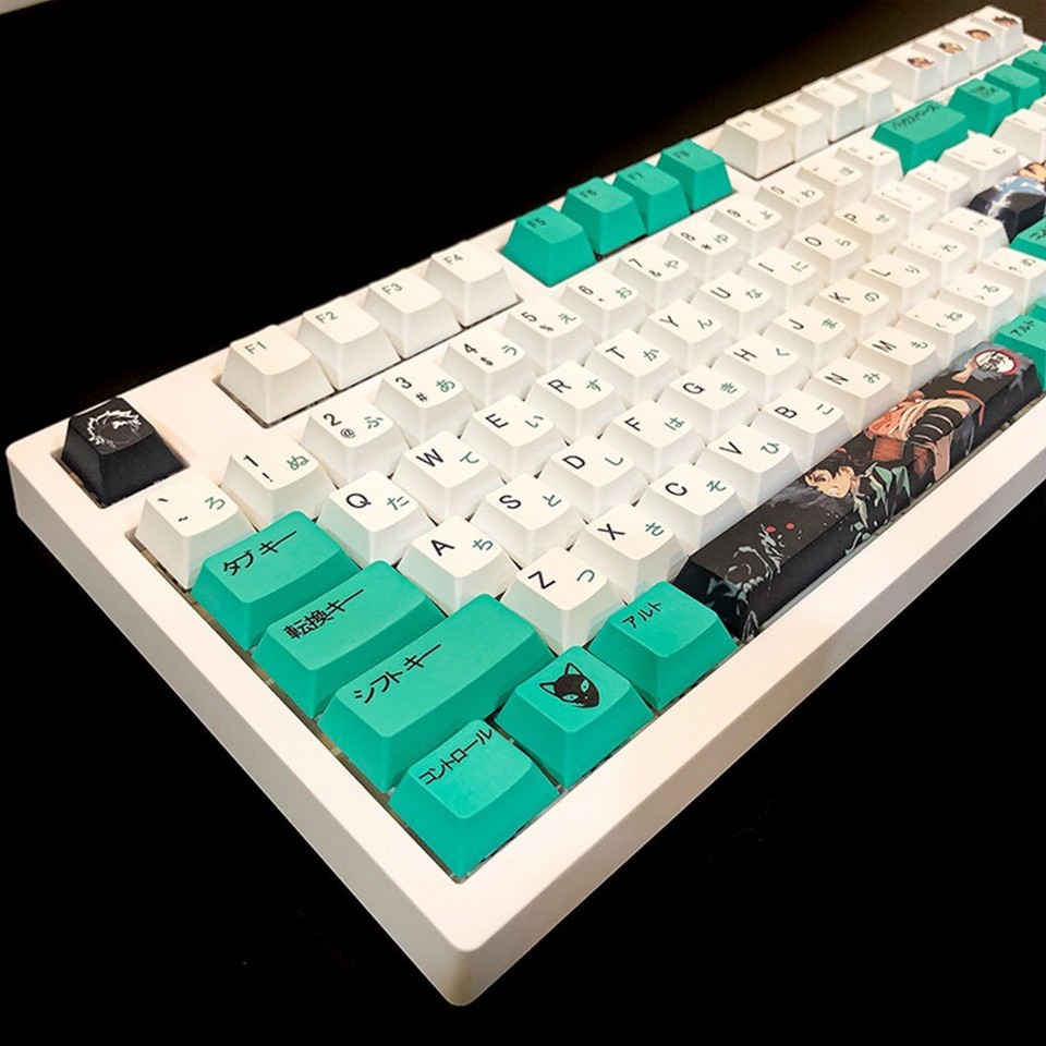 141 Keys Anime Tanjiro Nezuko Keycap Set Cherry Profile Dye-subbed PBT ...