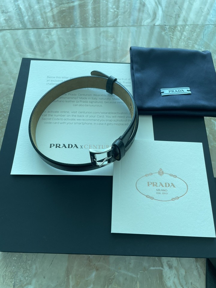 Prada x American Express Amex Centurion Black leather Wearable Bracelet ...