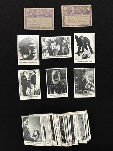 large 89 Lot incomplete YOU’LL DIE LAUGHING cards 1973 Universal HORROR ...