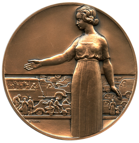 FRANCE ROAD TRAFFIC ROAD SAFETY ART DECO MEDAL BY TURIN 72MM 190G | eBay