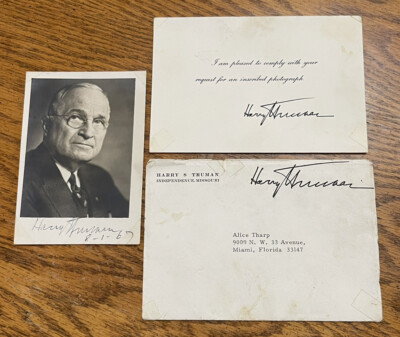 HARRY S TRUMAN - AUTOGRAPHED INSCRIBED PHOTOGRAPH 8/1/67 CARD AND ...