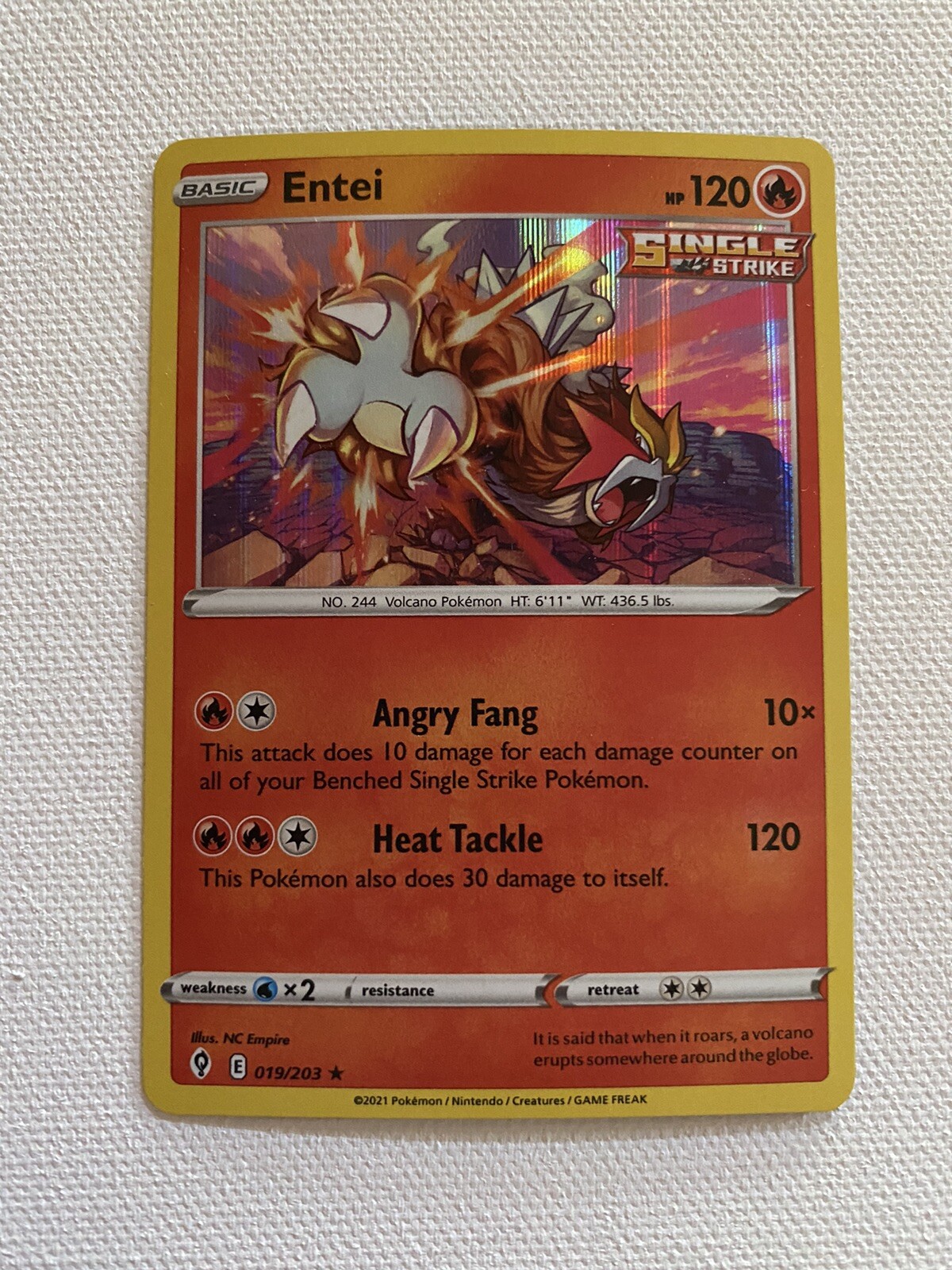 pokemon Card Evolving Skies Entei Holo | eBay