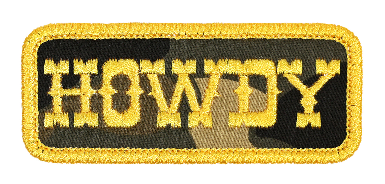 Howdy Embroidered Patch Green Camo/Yellow Iron-On Sew-On Jacket ...