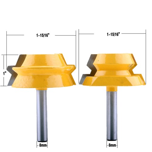2pcs 8mm Shank 22.5 Degree Lock Miter Router Bit Set Woodworking Cutter ...