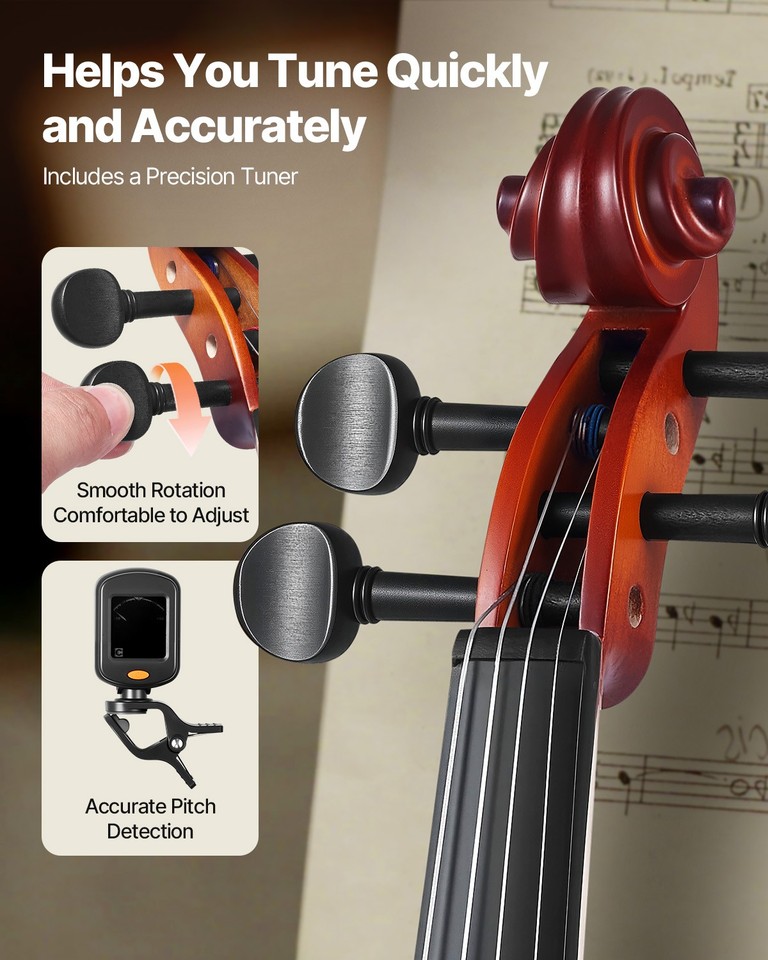 Violin 3/4 Size Fiddle Set for Adult Beginners with Case Rosin Brown | eBay