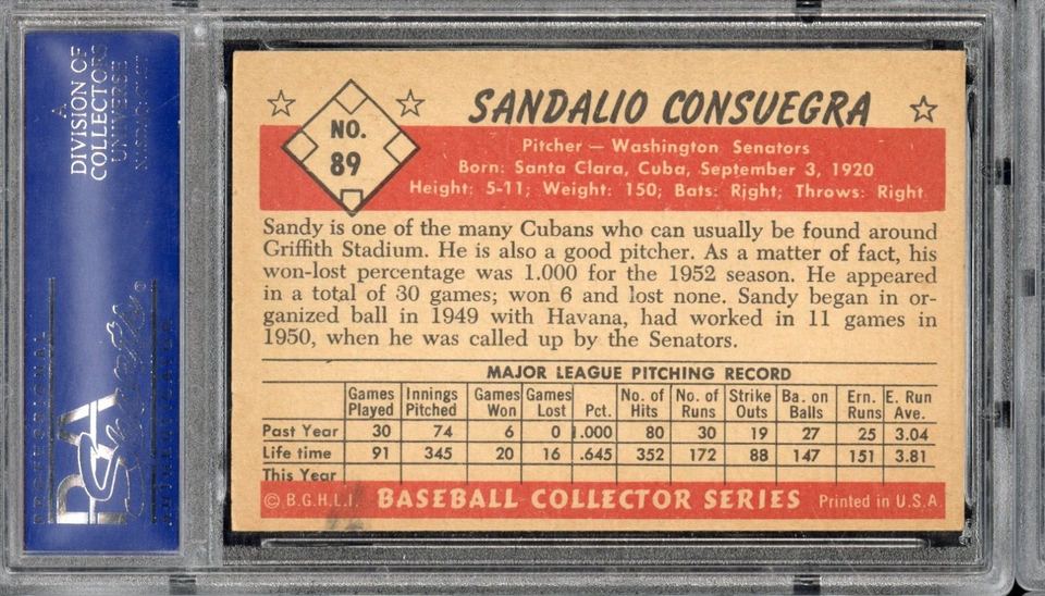 1953 Bowman Color SET BREAK #89 Sandy Consuegra - PSA NM 7 - VSCARDS | eBay