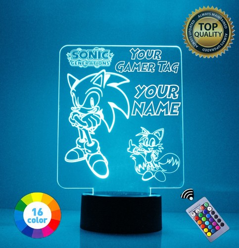 Sonic the Hedgehog Personalized Sonic LED Night Light Lamp with Remote ...