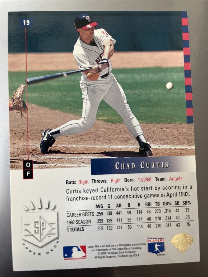 1993 SP Baseball Card #19 Chad Curtis | eBay