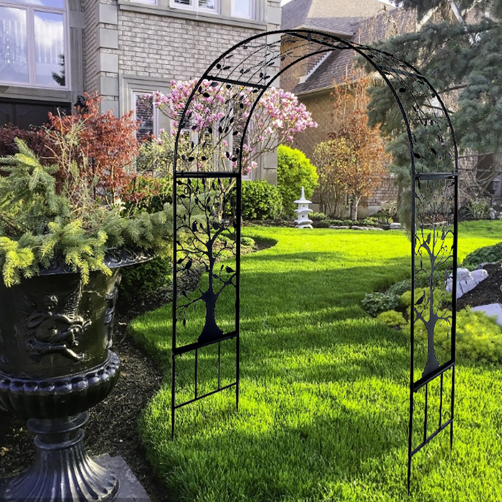 Heavy Duty Metal Garden Arch Trellis Arbour Outdoor Rose Climbing ...