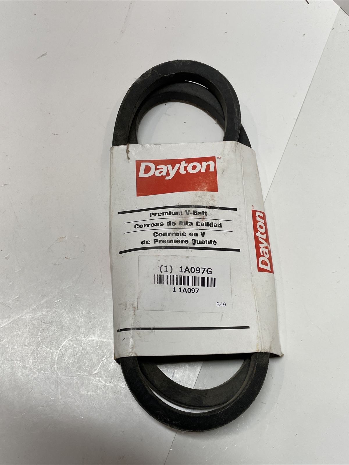 Dayton 1A097 B49 V-Belt, 52" Outside Length, 21/32" Top Width, 1 Ribs ...