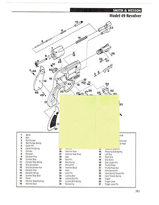 SMITH & WESSON MODEL 52 AUTO, MODEL 49 REVOLVER EXPLODED VIEW/ PARTS ...