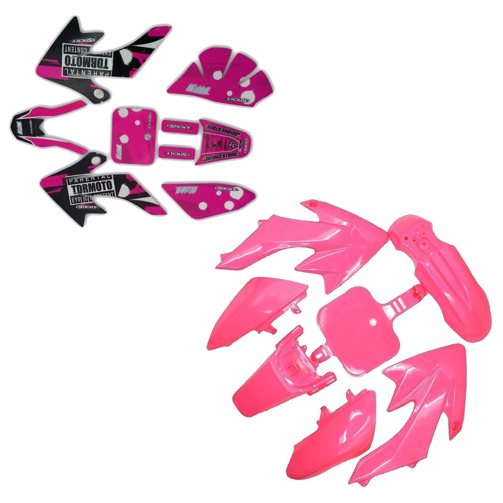 PINK PLASTICS FAIRING & TDR STICKER FOR CRF50 XR50 STYLED PIT DIRT BIKE ...