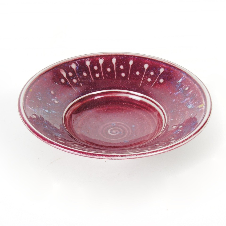 Gail Russell studio copper red porcelain 10.5" bowl Peachblow Pottery ...