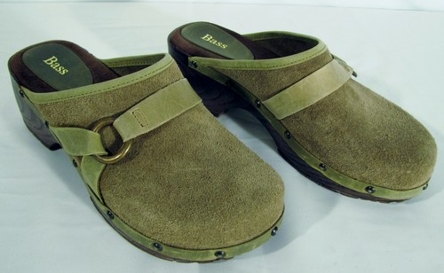 BASS Dalia Womens US 7M Suede Clogs Moss Green Slip Ons Mules $70 | eBay