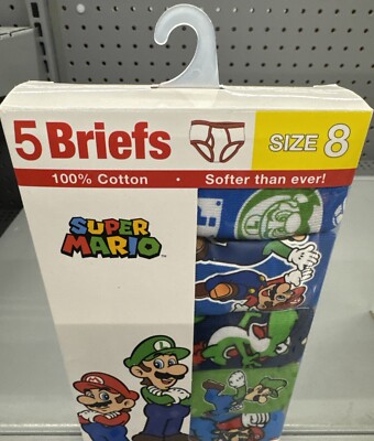 Super Mario 5 Pack Boys Underwear Brief Mario Bros Size 8 NEW | eBay