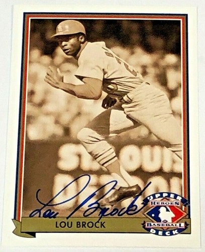 SIGNED - LOU BROCK 1991 Upper Deck Heroes of Baseball #H6 Trading Card ...