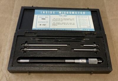 Moore & Wright Inside Micrometer Cat. No. 904 w/ Wood Box Capacity 8-13 ...