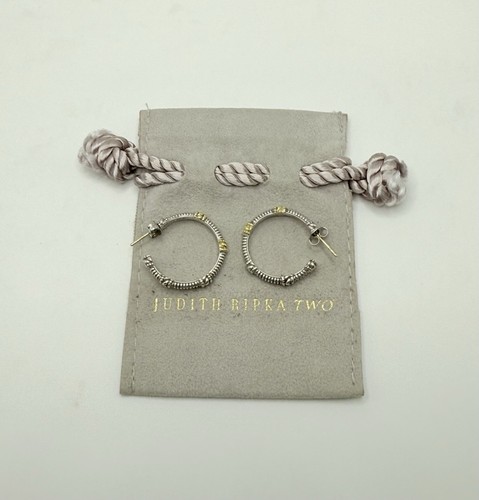 Judith Ripka Signed JR2 925 18k Sterling Silver Hoop Earrings 1 In | eBay