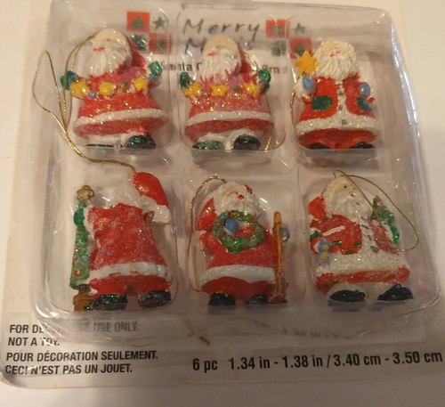 Vtg. Christmas tree Santa Claus Mini Ornaments 6 ct. Michaels NEW Z-1 ...