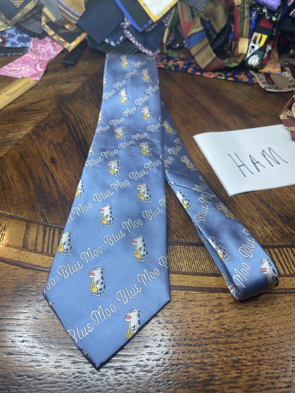 BLUE MOO COW HIGH END DRESS SUIT DESIGNER NECKTIE TIE… - Gem