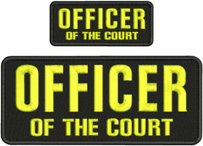 OFFICER OF THE COURT Embroidery Patches 4x10 And 2X5 Hook On Back BLK ...