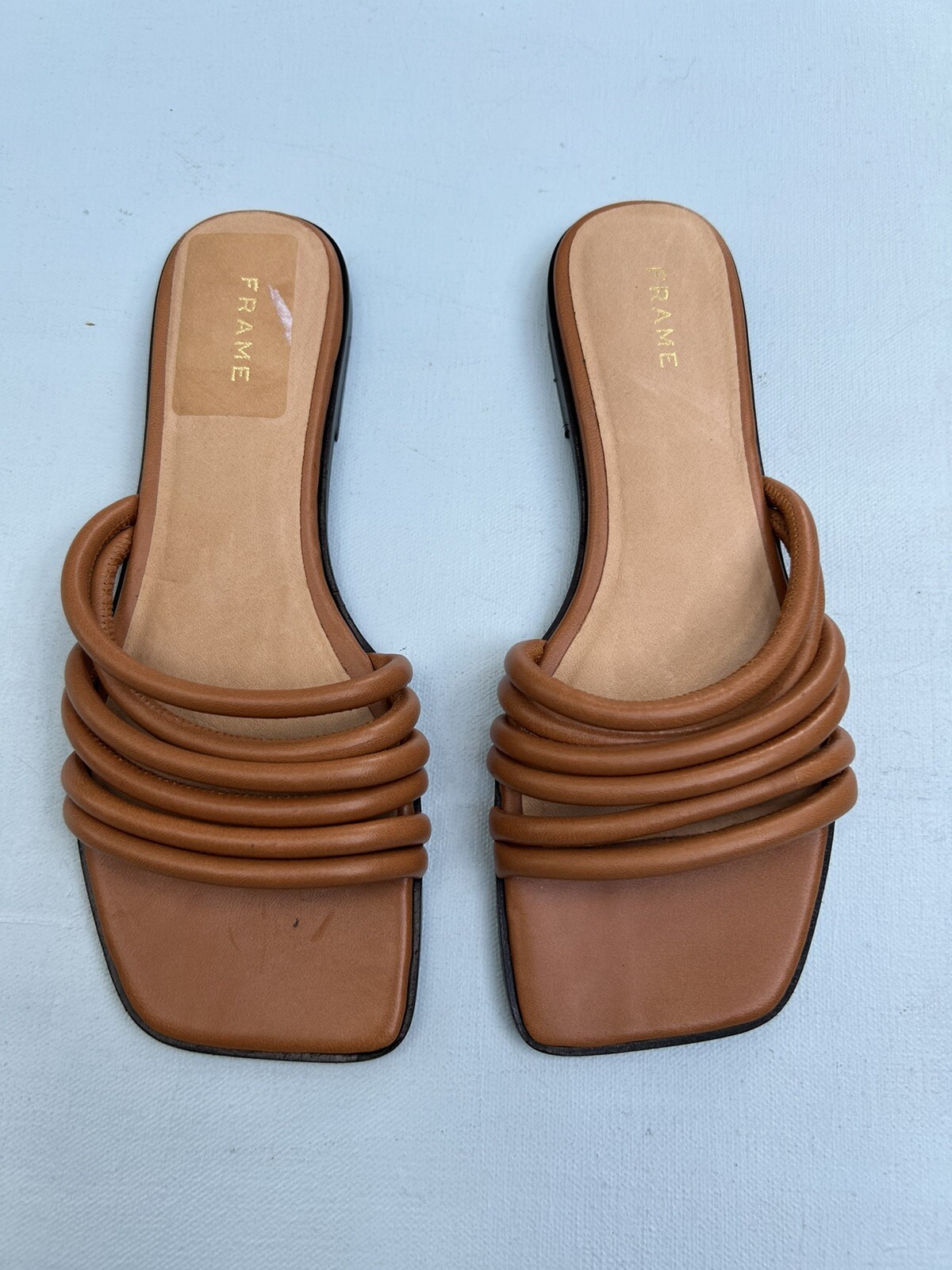 Frame Denim Shoes 35 Strappy Tan Sandals Flat Leather… - Gem