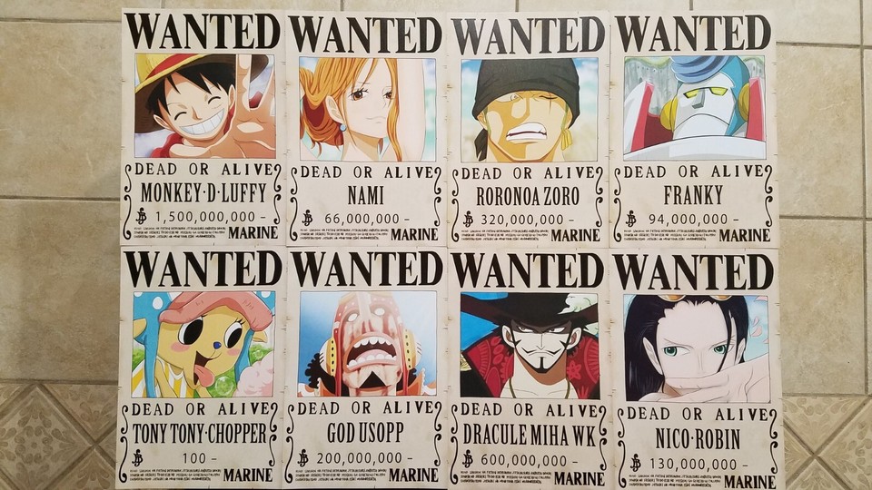 ONE PIECE - Mixed Characters Monkey.D.Luffy 11"x7.75" Wanted Posters l ...