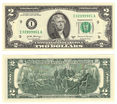 2017 A USA 2 Dollar Banknote new Signatures UNC P544 I - Minneapolis MN ...