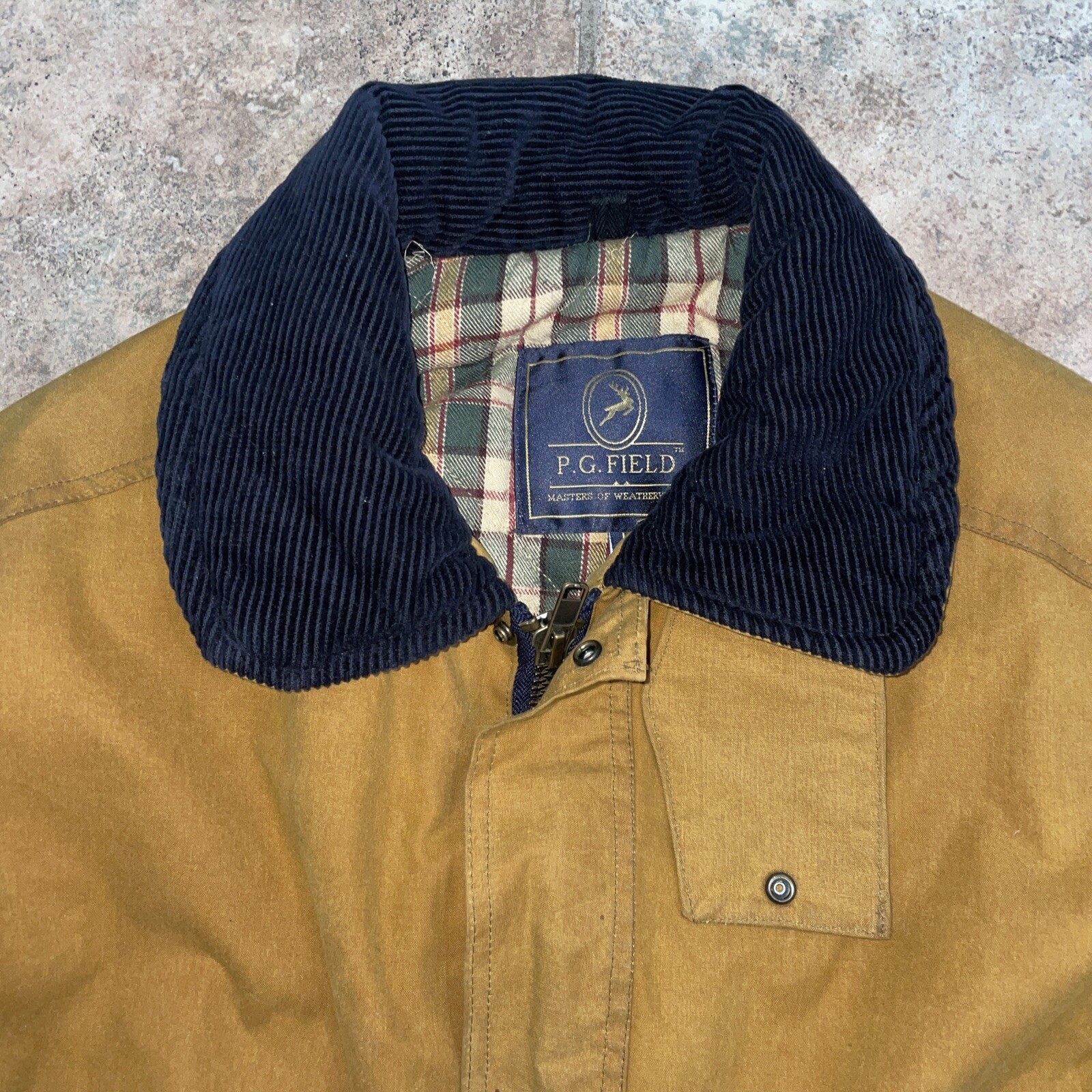 P.G. Field Brown Plaid Lined Full Zip Jacket Mens L | eBay