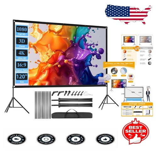 High Gain 120 Inch Foldable Projector Screen – Ideal for Thrilling ...