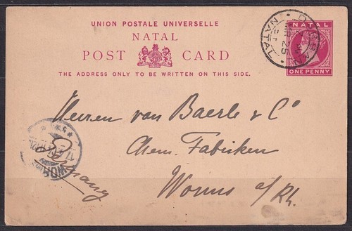 NATAL. 1904/Durban, one-penny postal stationery post card/abroad ...