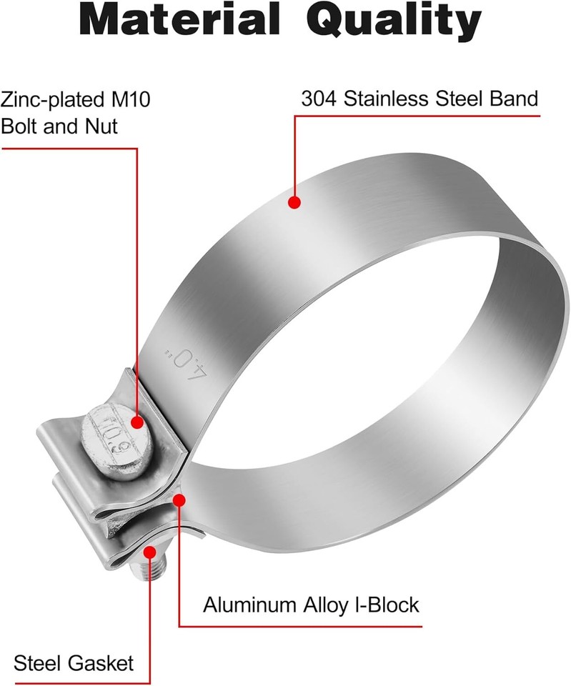 4 inch Exhaust Clamp 304 Stainless Steel Narrow Exhaust Band Clamp 4pcs ...
