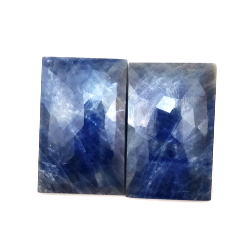 Natural Blue Sapphire Rectangle Checkers Cut Loose Gemstone Pair 22*37 ...