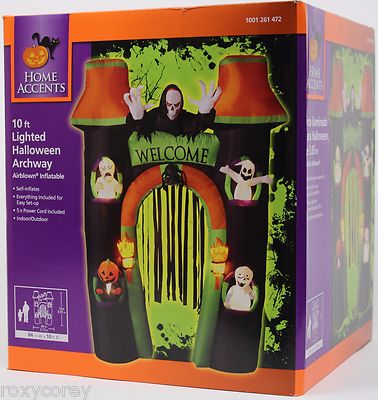 Halloween 10 ft High Lighted Welcome Reaper Gate Archway Airblown ...