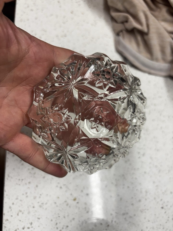 Vintage Cut Glass Ashtray Lead Crystal Heavy Clear Cigar Cigarette ...