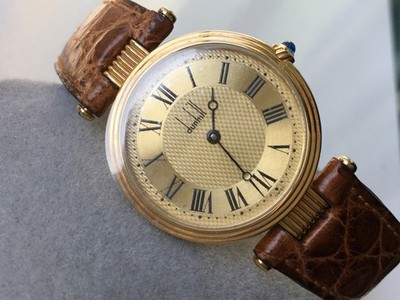 Men’s Dunhill 18K Solid Yellow Gold Quartz 750 Solid Gold Watch Swiss ...
