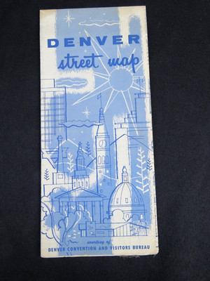 Denver Colorado Vintage Street Map 1950's? Visitors Bureau, Only 1 on ...