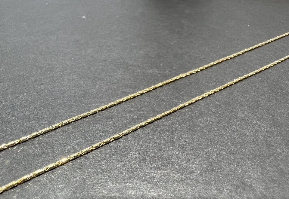 18K Yellow Gold Rounded Bars/ Bamboo Style Diamond Cut Pattern Necklace ...