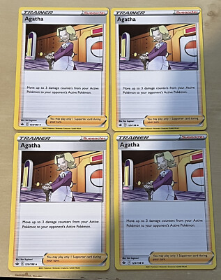 Agatha - 129/198 x4 - Chilling Reign - Pokemon Card - Trainer Play Set ...