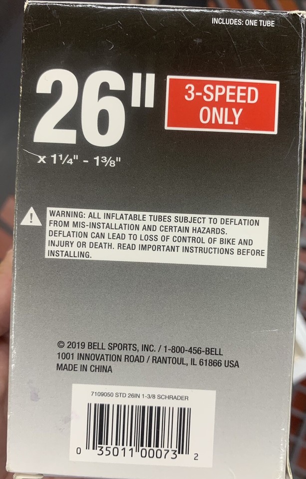 Bell Bike Tubes 26"x1 3/8" Standard Schrader Valve Bicycle Inner Tubes ...