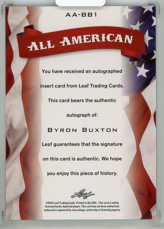 2012 Byron Buxton /25 LEAF Ultimate Draft Autograph Auto NLB Card | eBay