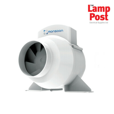 Monsoon UMD100TA 4" In Line Mixed Flow Bathroom Extractor Fan with ...