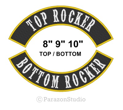 Custom Embroidered 8" 9" 10" Top/Bottom Rocker Sew on Patch MC Biker ...
